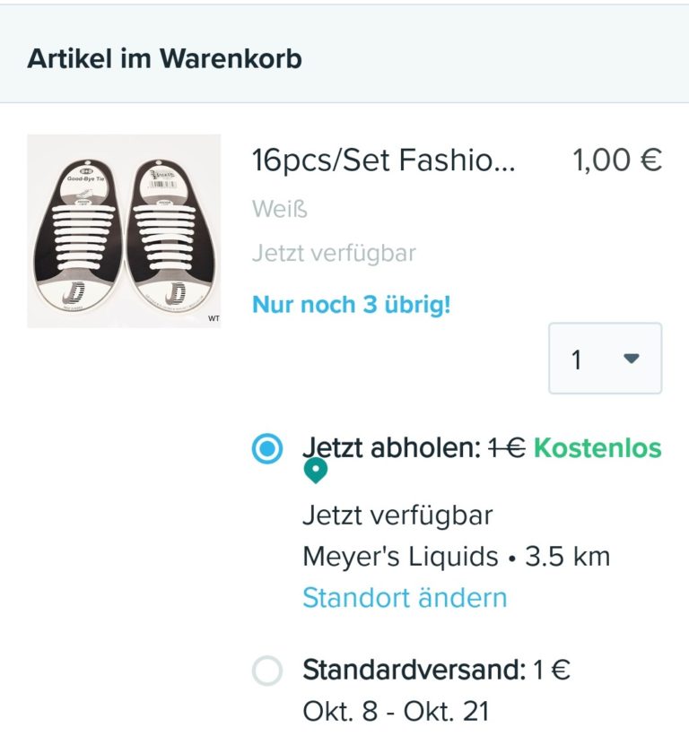 Deine Wish Bestellung jetzt hier abholen und Versandkosten sparen 